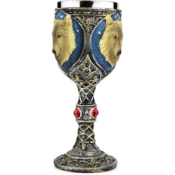 Dining | Stainless Steel Wolf Goblet Ezeso Resin 3d Wine Chalice Goblet ...